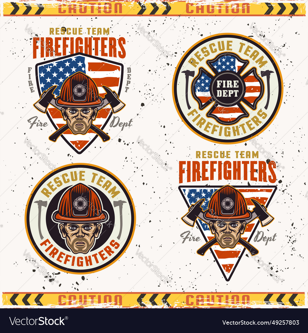Firefighters set of emblems badges Royalty Free Vector Image