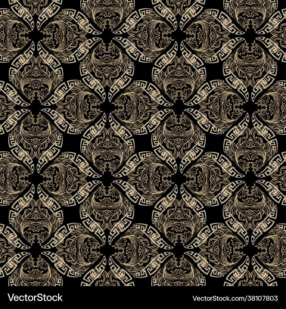 Gold baroque seamless pattern damask ornamental Vector Image
