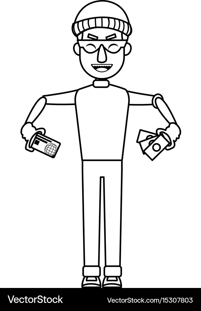 Hacker data with money credit card thief cyber Vector Image