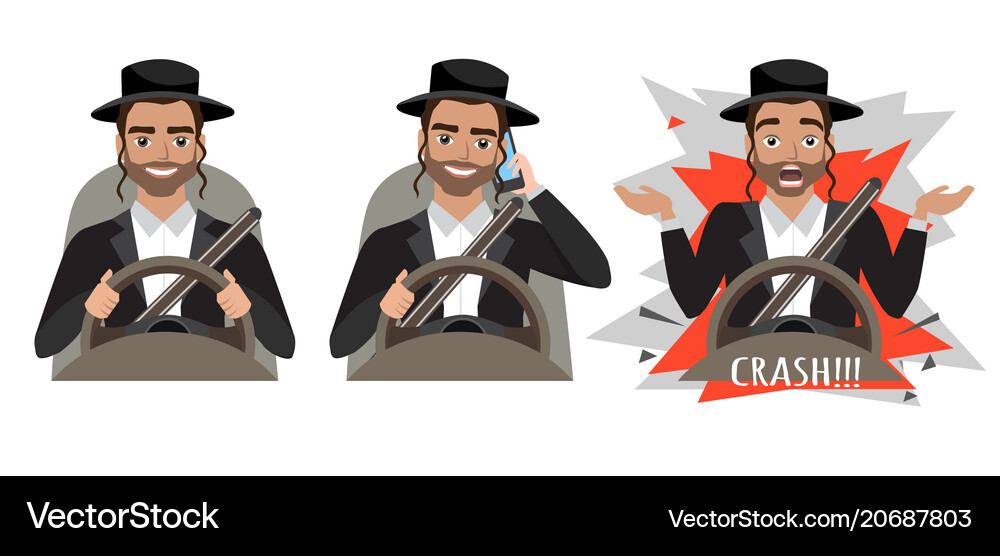 Jew man driving a car talking Royalty Free Vector Image