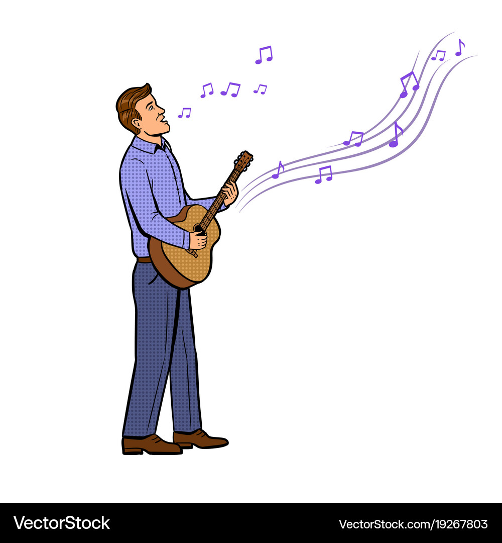 Man sings song pop art Royalty Free Vector Image