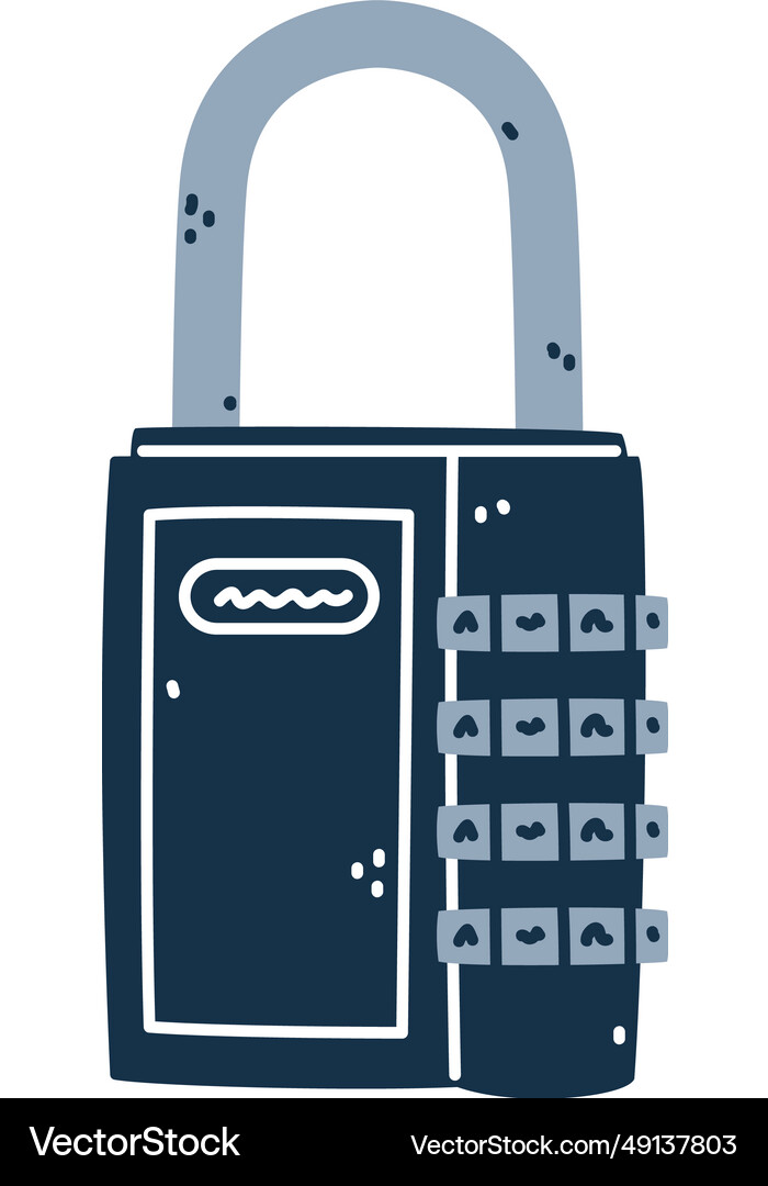 Metallic padlock as portable lock with shackle Vector Image