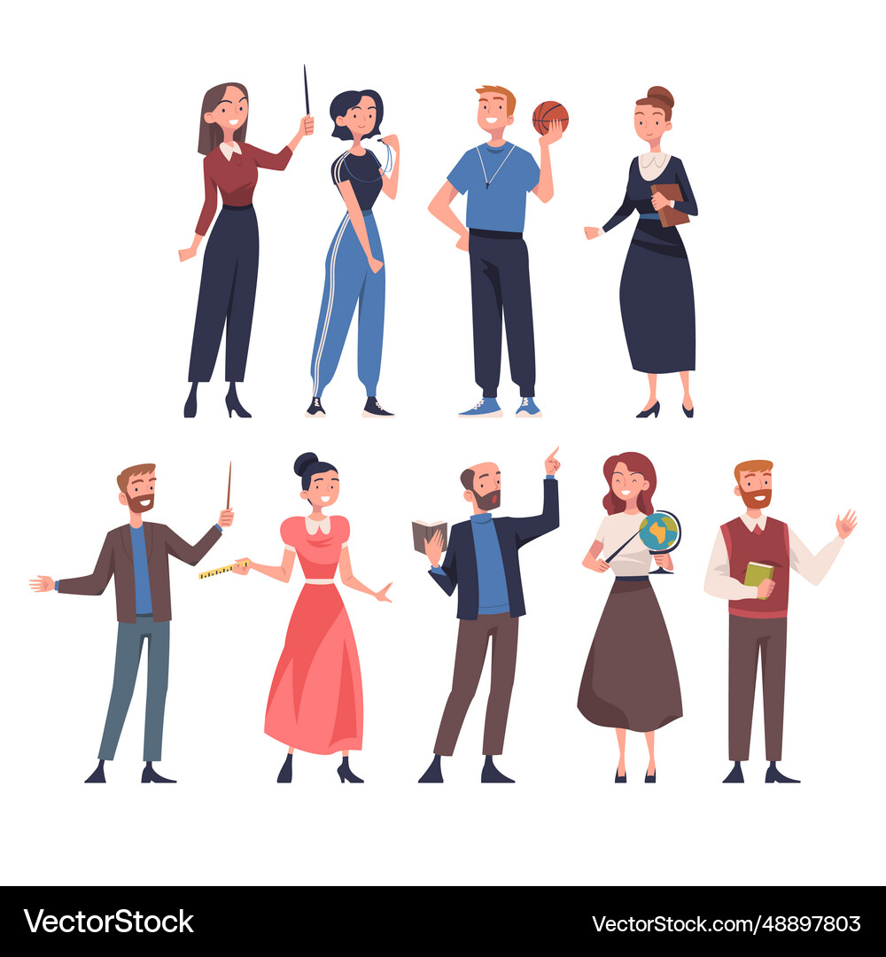People teacher character standing and teaching Vector Image