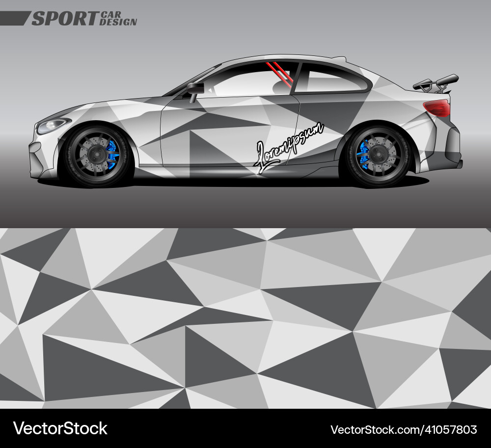 Racing car wrap design with special texture style Vector Image