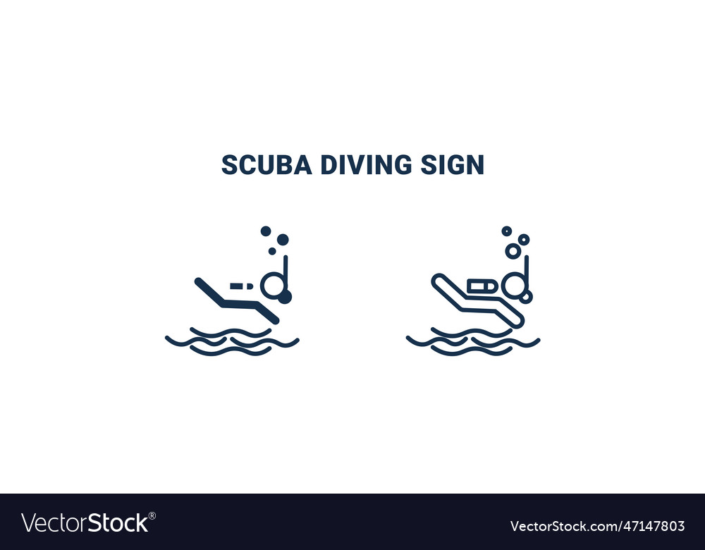 Scuba diving sign icon outline and filled scuba Vector Image