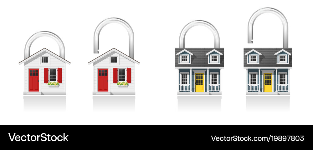 Set of small house padlocks Royalty Free Vector Image