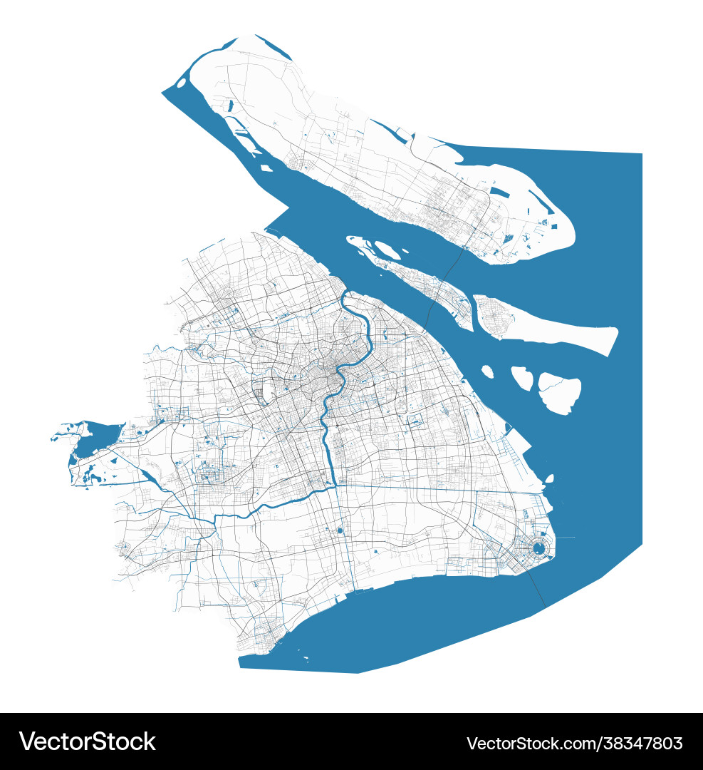 Shanghai map detailed city Royalty Free Vector Image