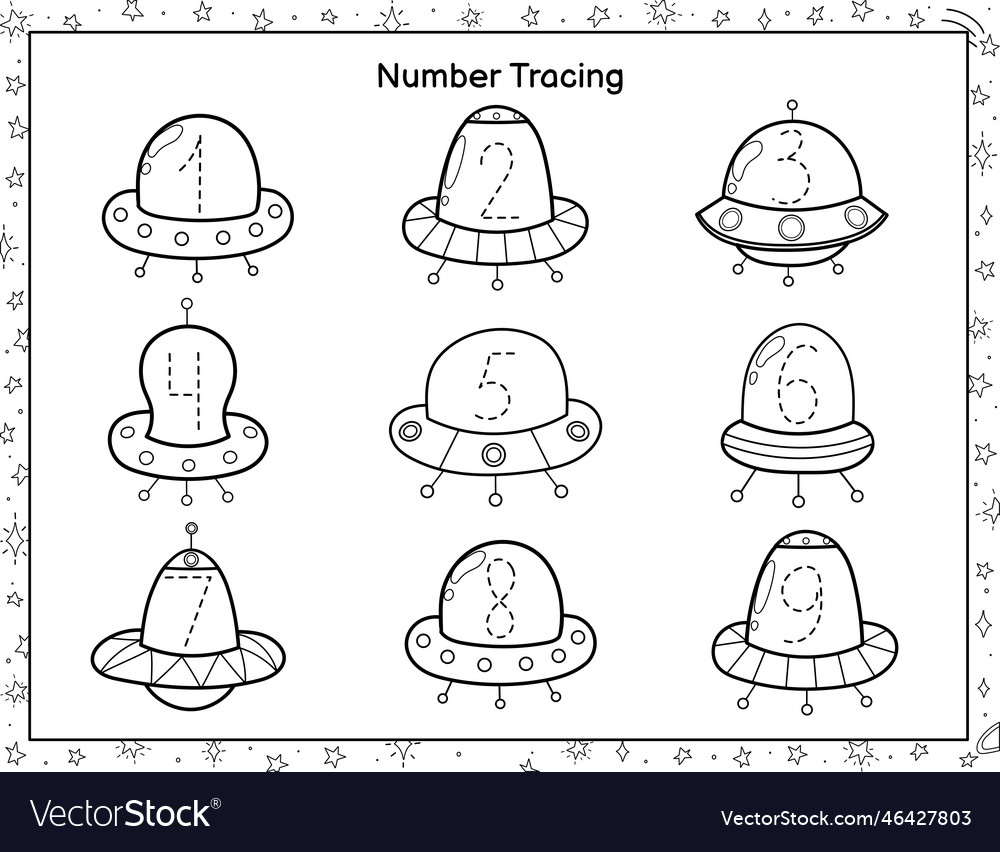 Trace numbers black and white activity page Vector Image