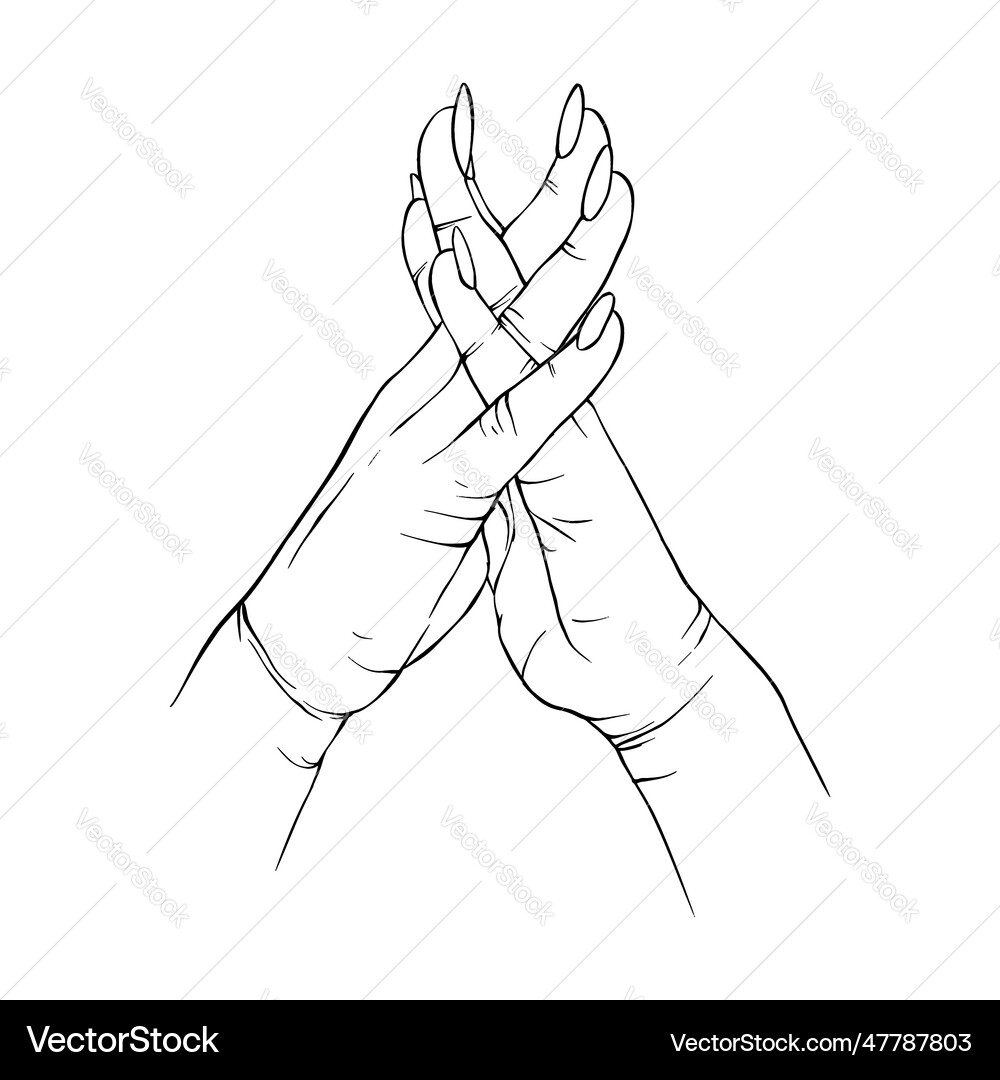 Two hand drawn gesture sketch line art Royalty Free Vector