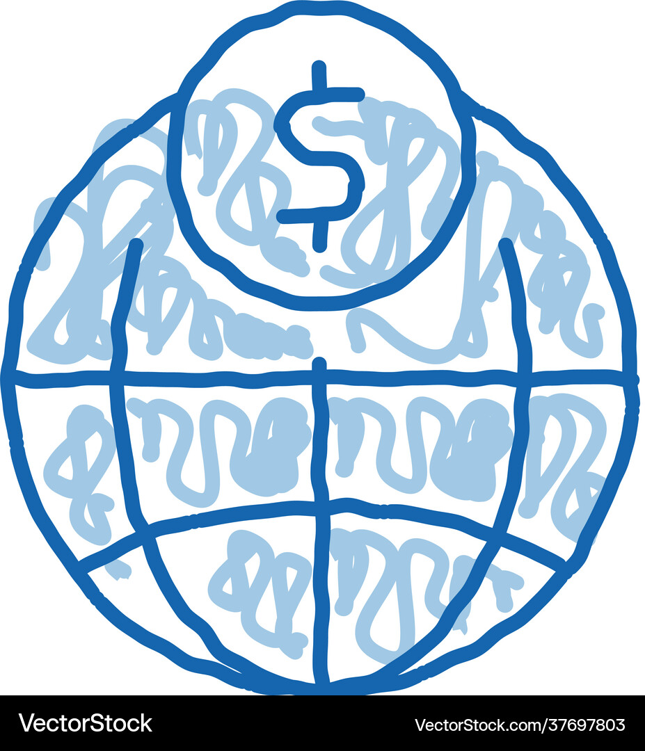 World payment coin transfer doodle icon hand drawn