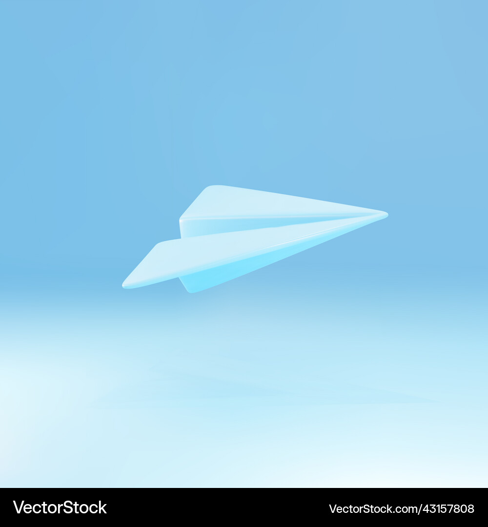 3d blue paper plane icon on a blue background Vector Image