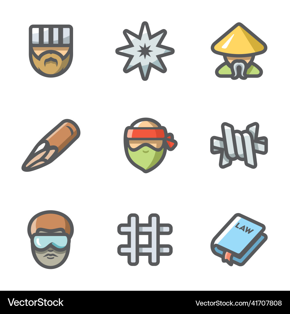 Criminal racial groups in prison icons set Vector Image
