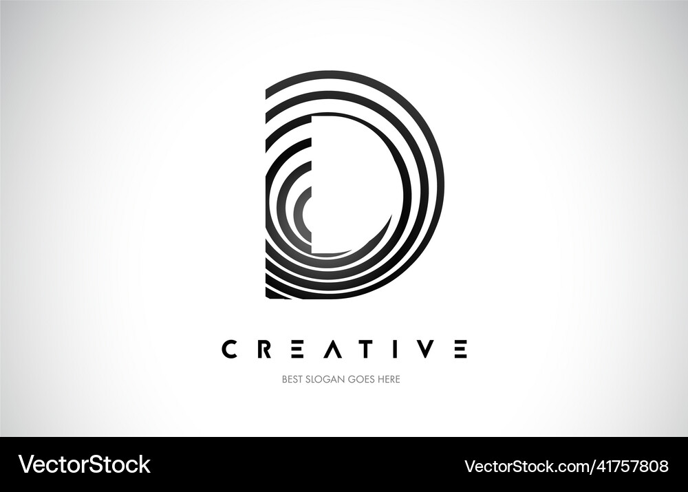 D lines warp logo design letter icon made Vector Image