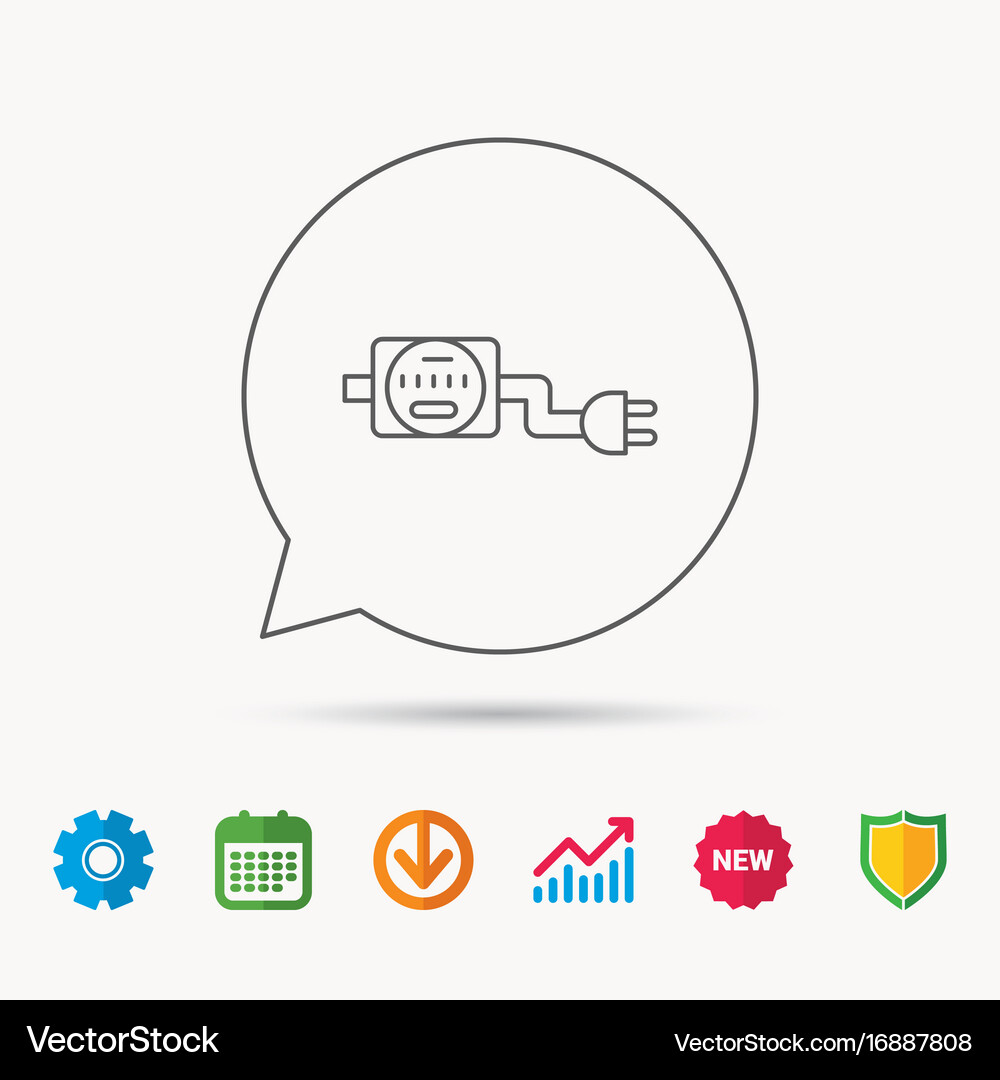 Electric counter icon electricity with plug Vector Image
