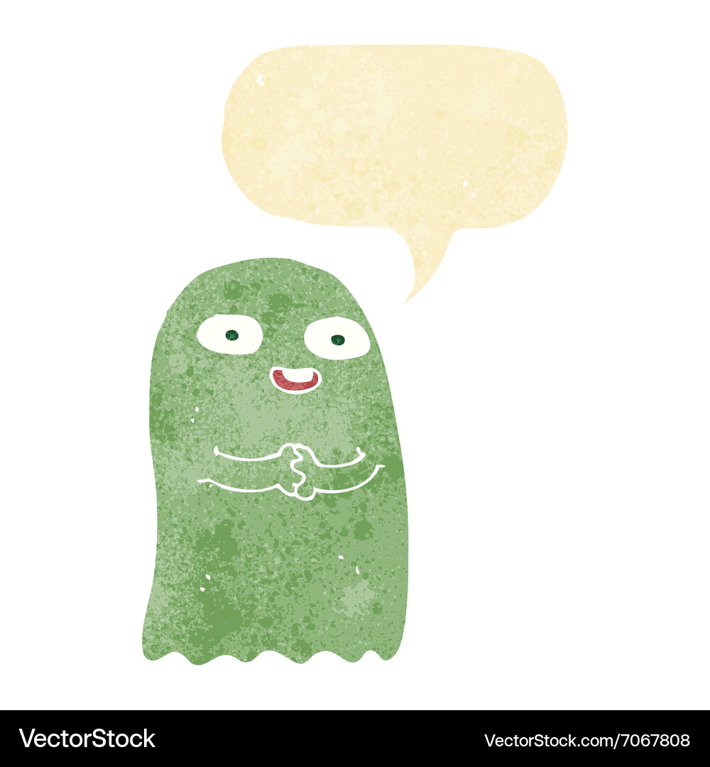 Funny cartoon ghost with speech bubble Royalty Free Vector