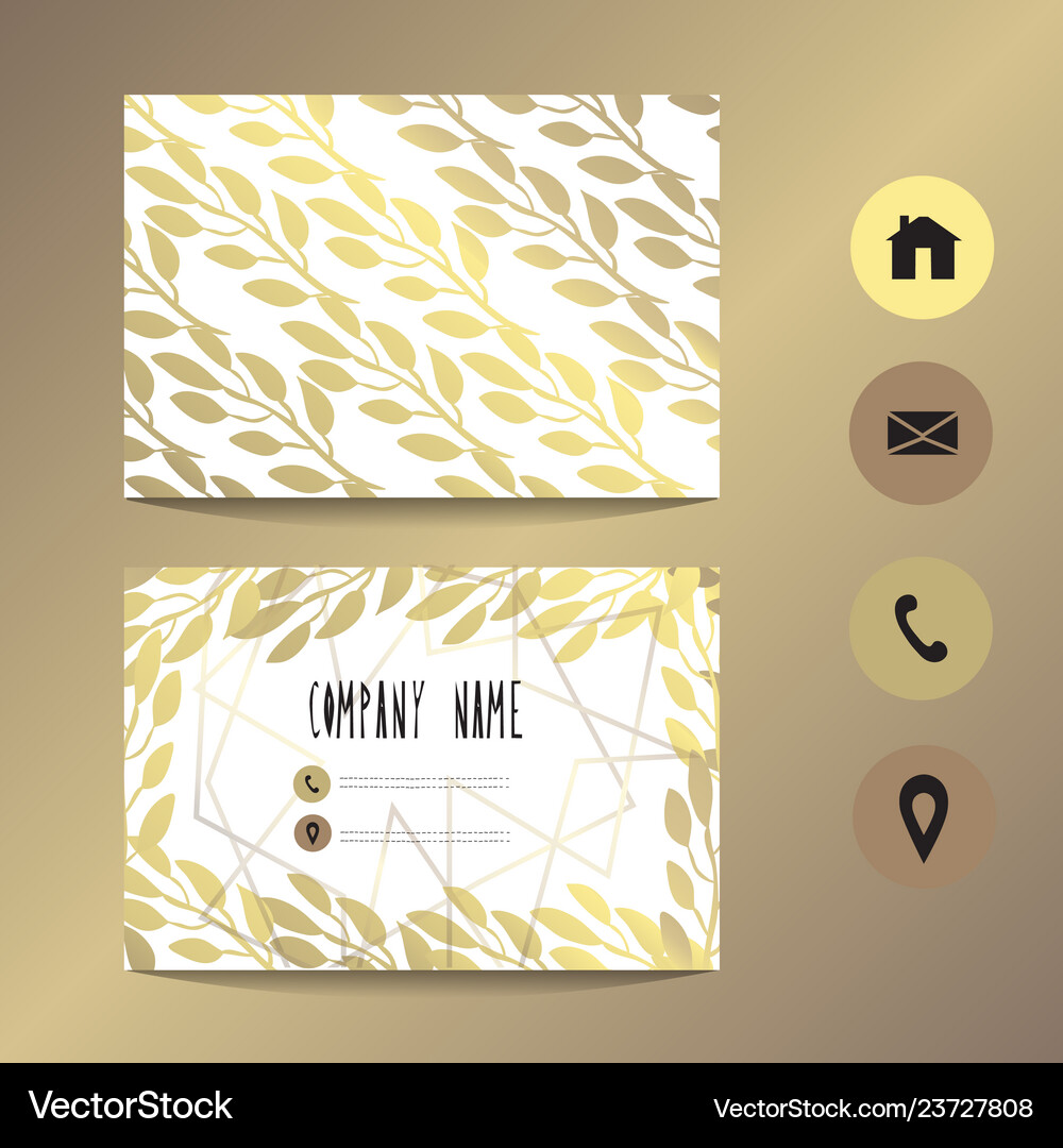 Golden business card template Royalty Free Vector Image