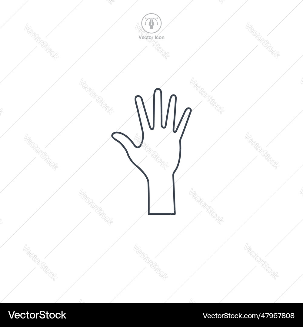 Hand raised icon symbol isolated on white Vector Image
