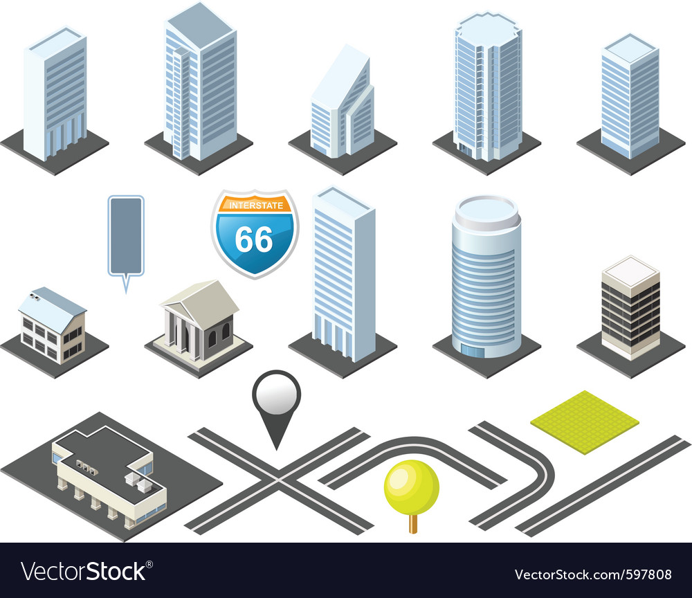 Isometric map Royalty Free Vector Image - VectorStock