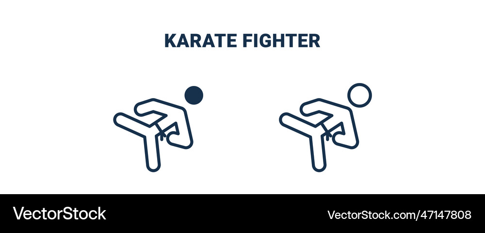 Karate fighter icon outline and filled Royalty Free Vector