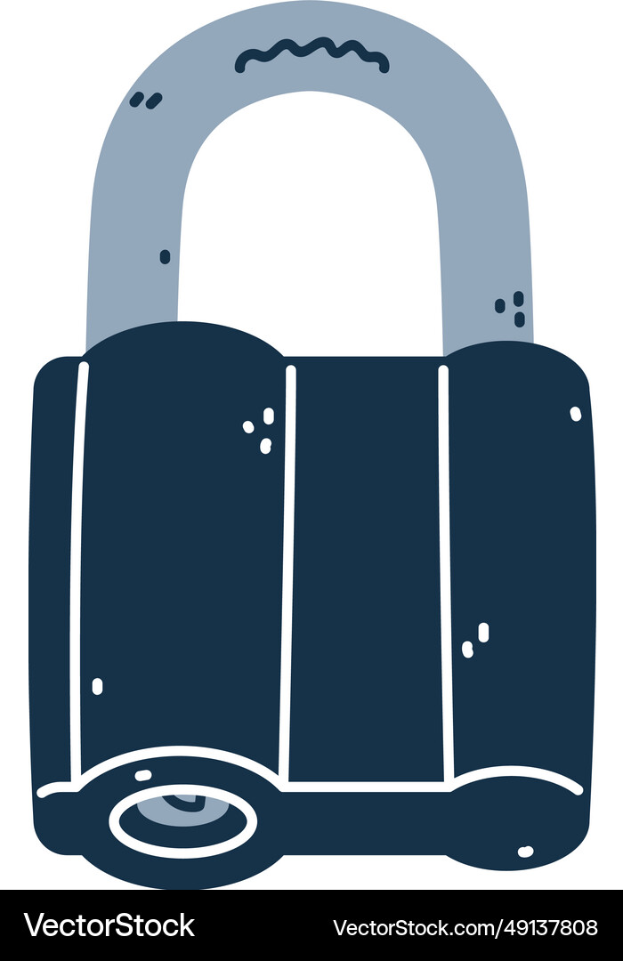 Metallic padlock as portable lock with shackle Vector Image