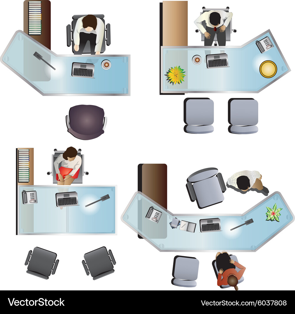 Office Furniture Top View Set Royalty Free Vector Image