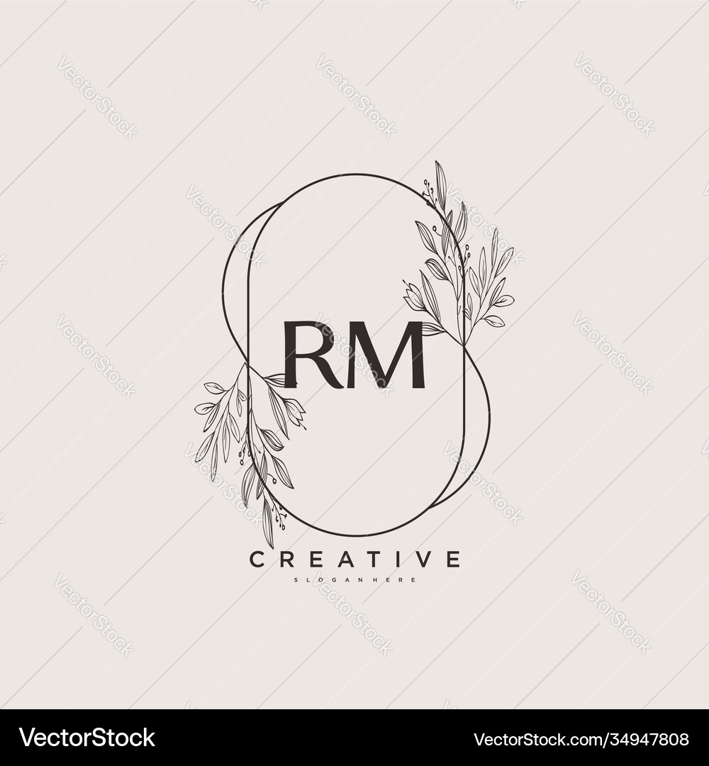 Rm beauty initial logo art handwriting logo Vector Image