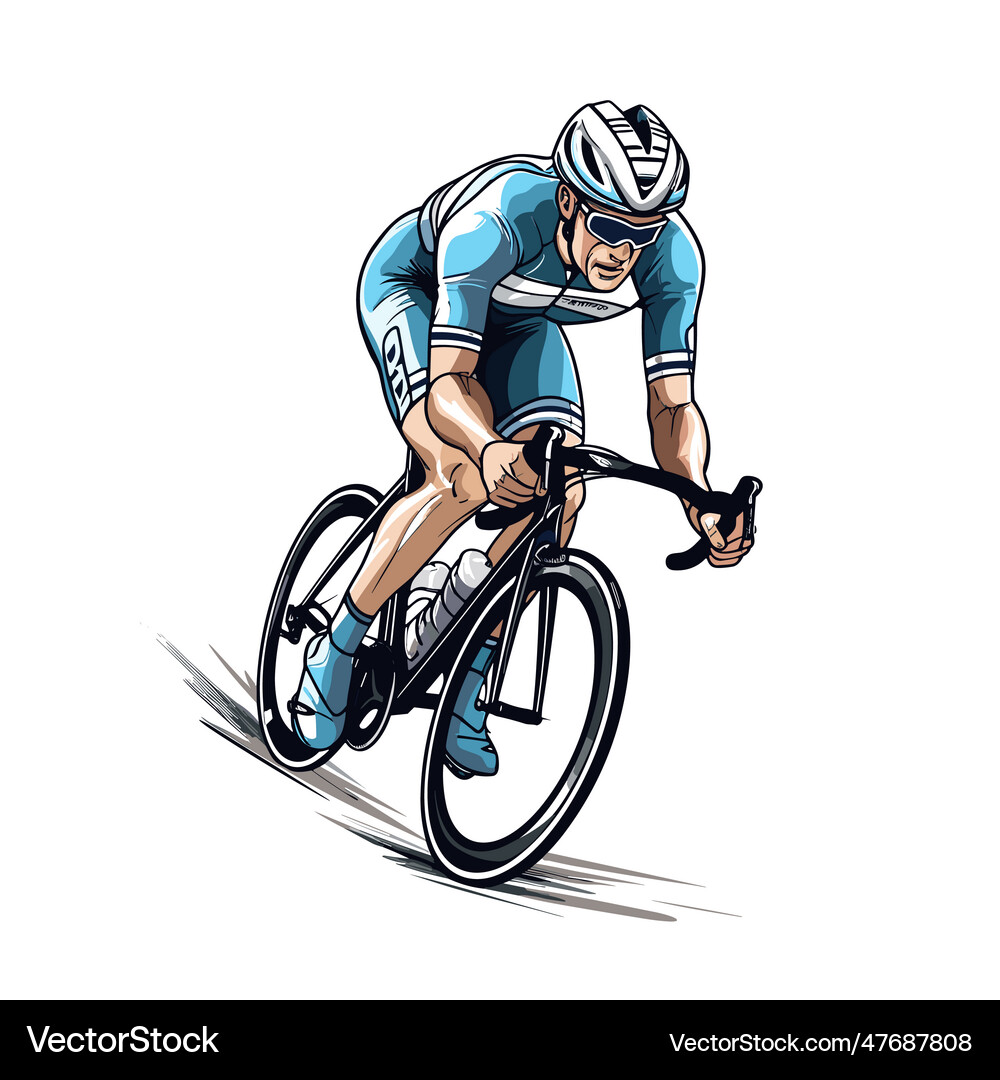 Road cyclist hand-drawn cyclist doodle style Vector Image
