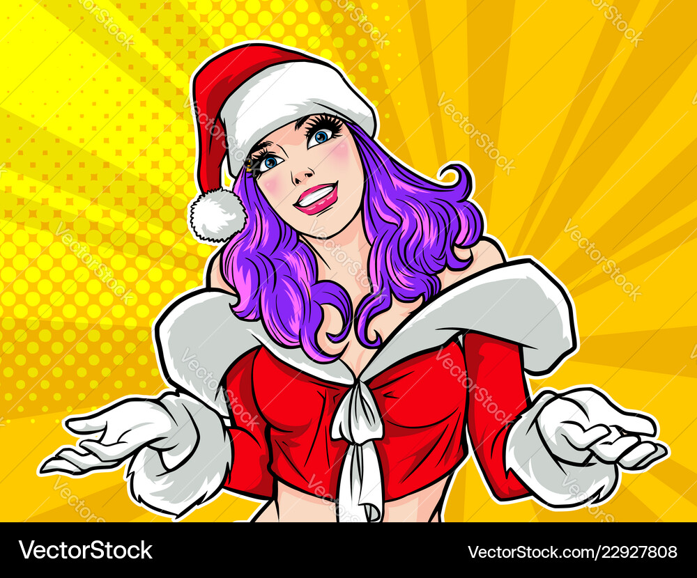 Santa woman showing Royalty Free Vector Image - VectorStock