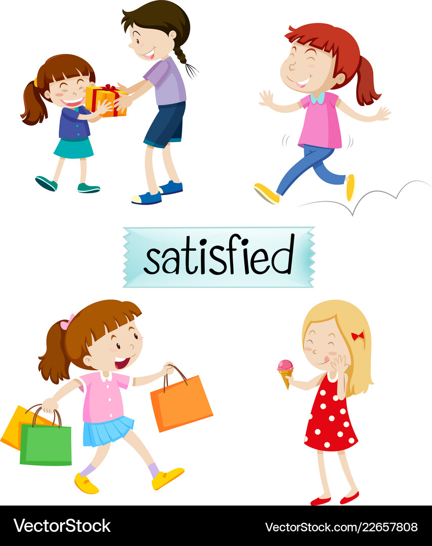Set of satisfied people Royalty Free Vector Image