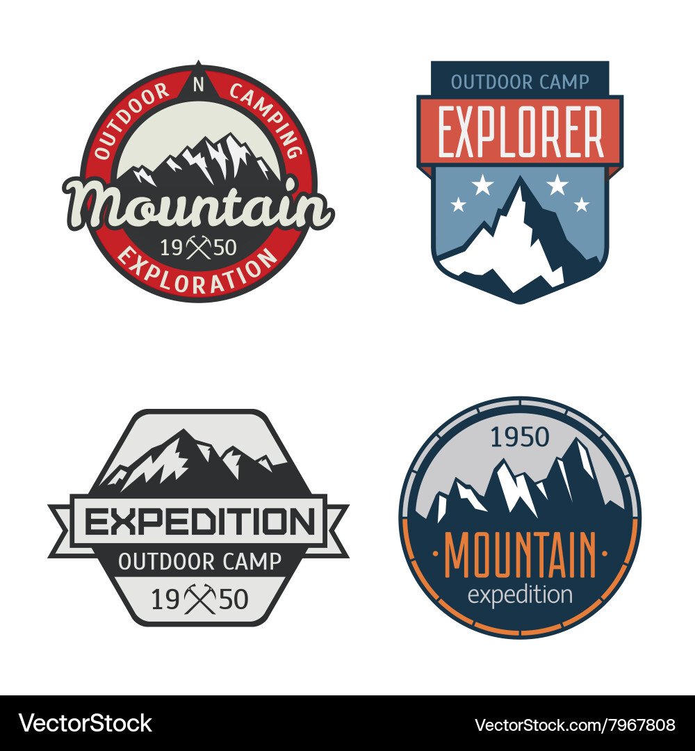 Set vintage mountain outdoor labels Royalty Free Vector