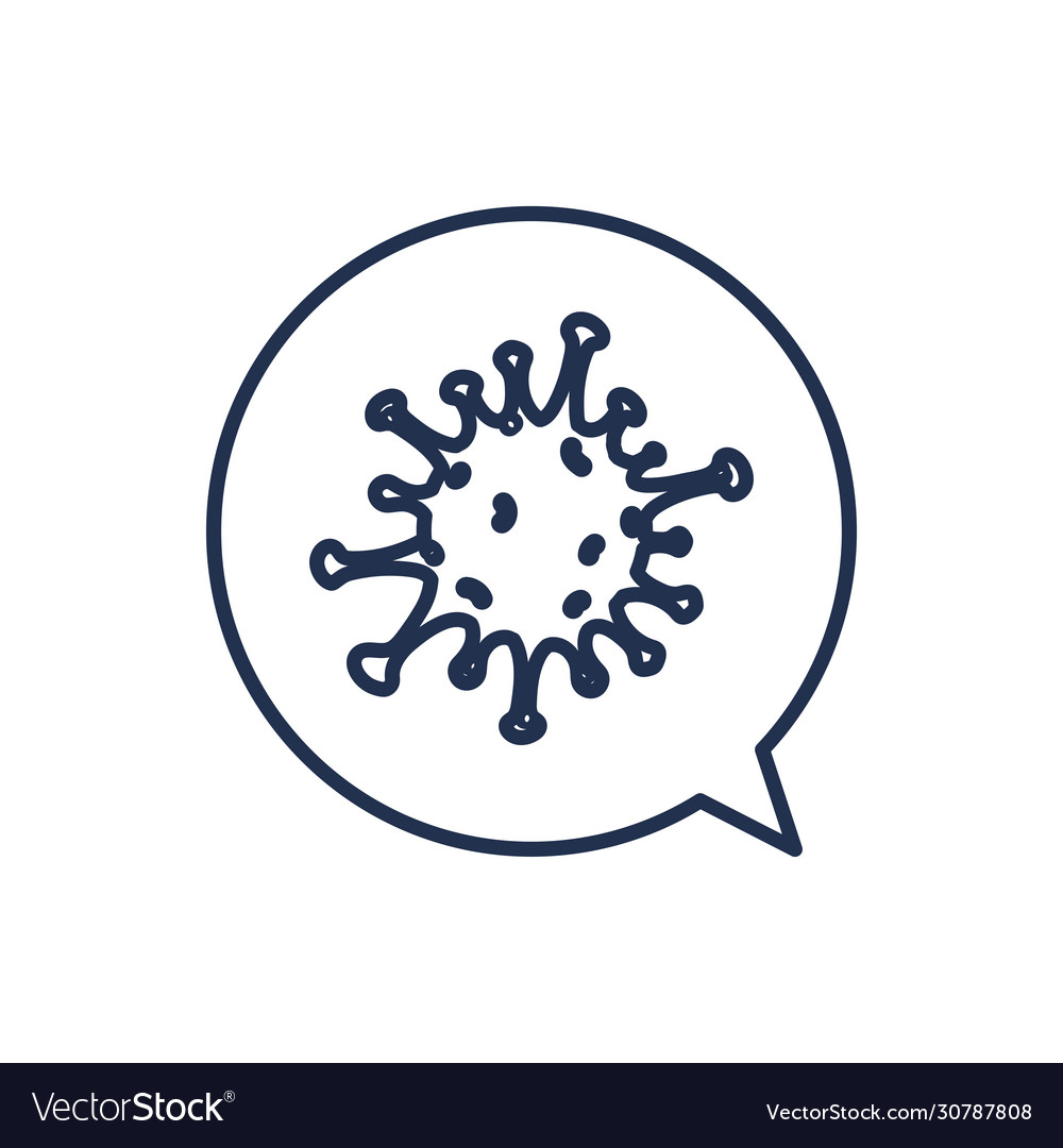 Speech bubble with coronavirus line style icon Vector Image