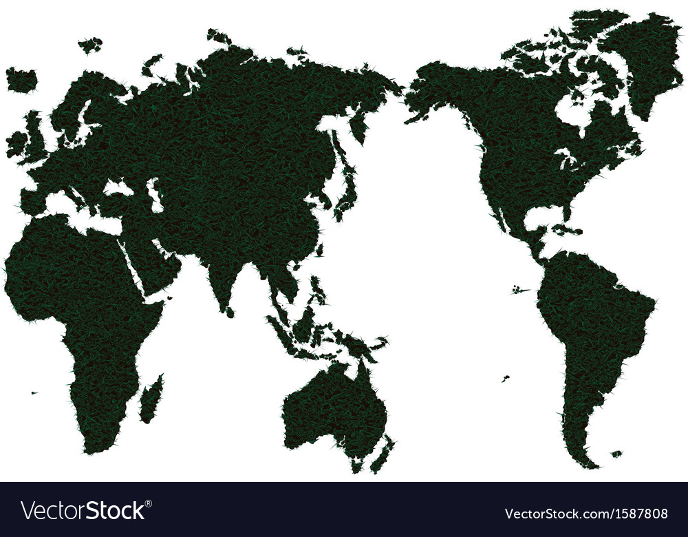 Grass World Map Ecological Map Of The World In Green Grass Isolated On