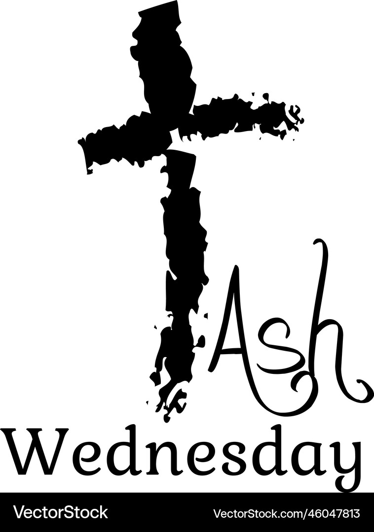 Ash wednesday cross art Royalty Free Vector Image
