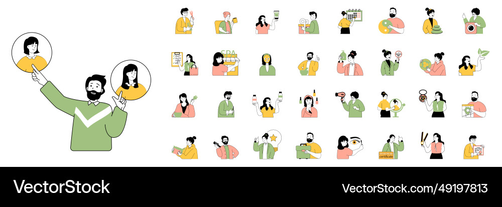 Beauty salon concept with people situations mega Vector Image