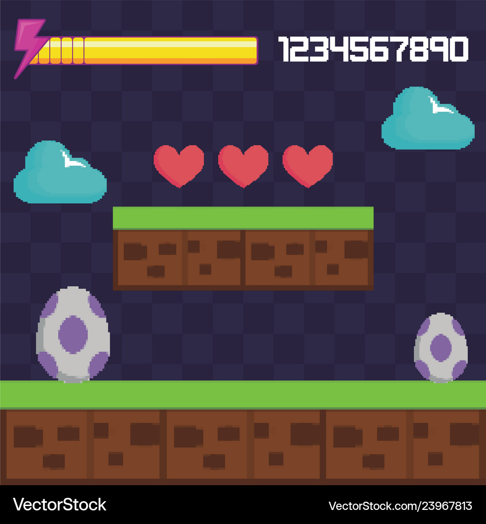 Classic video game scene Royalty Free Vector Image