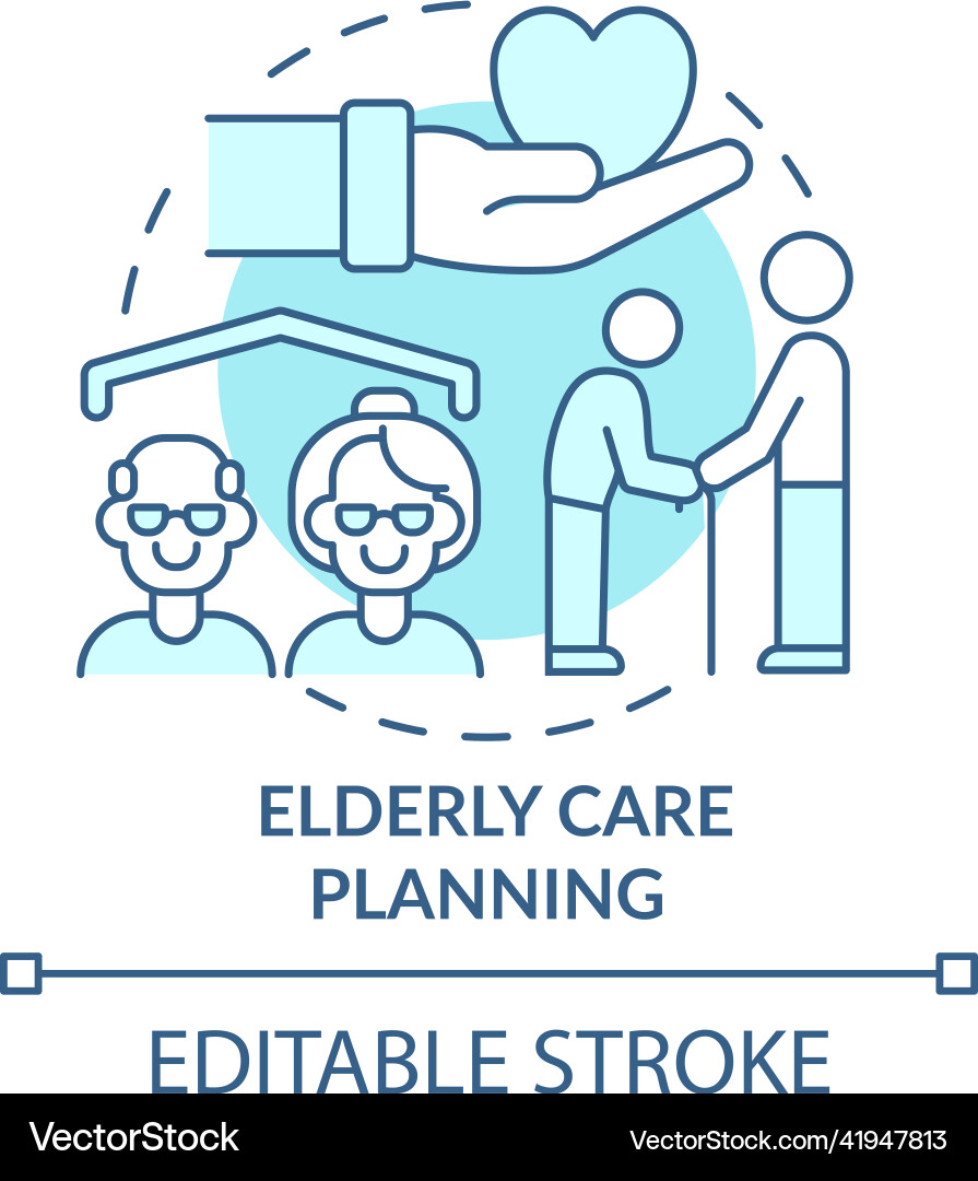 Elderly care planning turquoise concept icon Vector Image