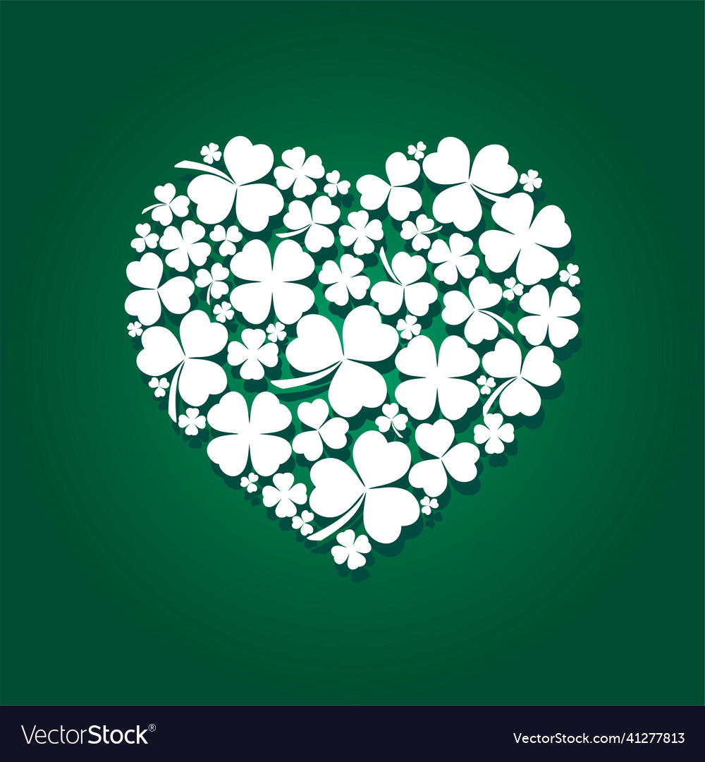 Happy st patricks day heart shaped clover leaves Vector Image