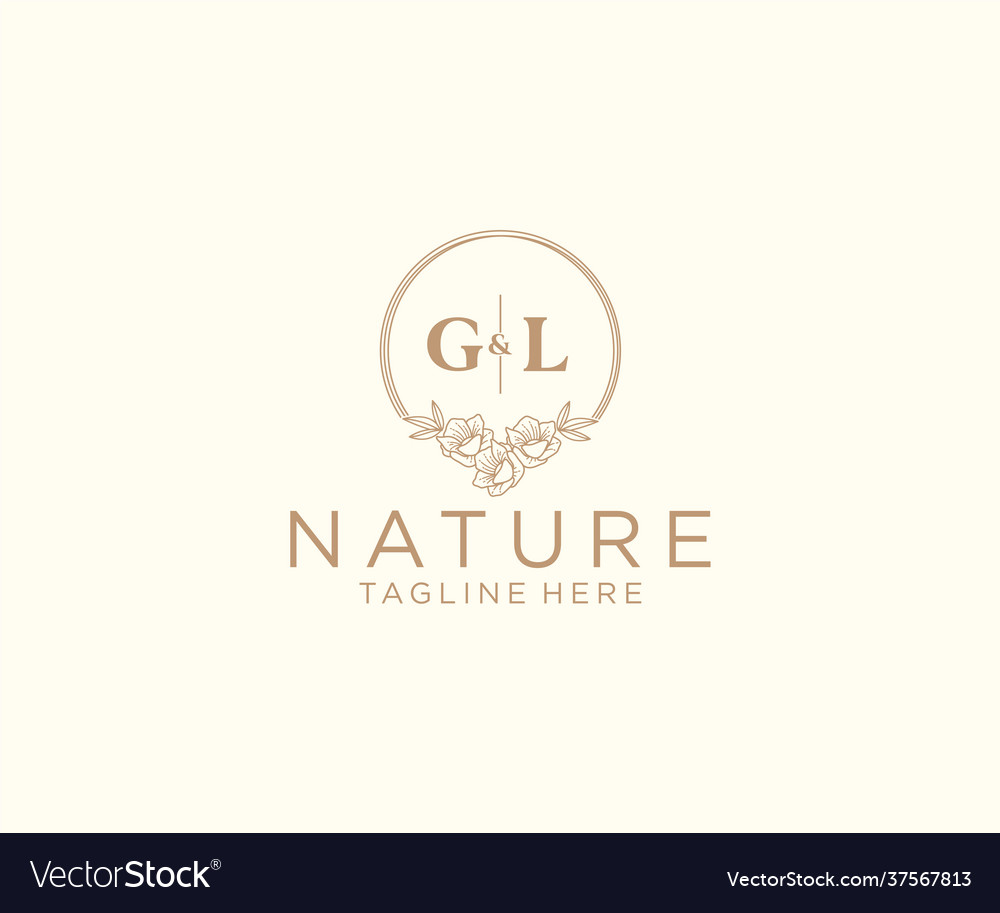 Initial gl letters floral frames botanical Vector Image Initial gl letters floral frames botanical Vector Image