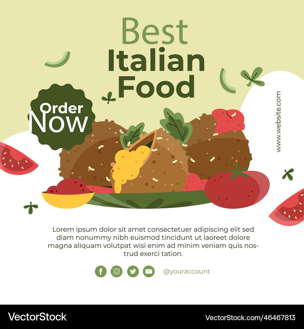 Italian restaurant posts template Royalty Free Vector Image