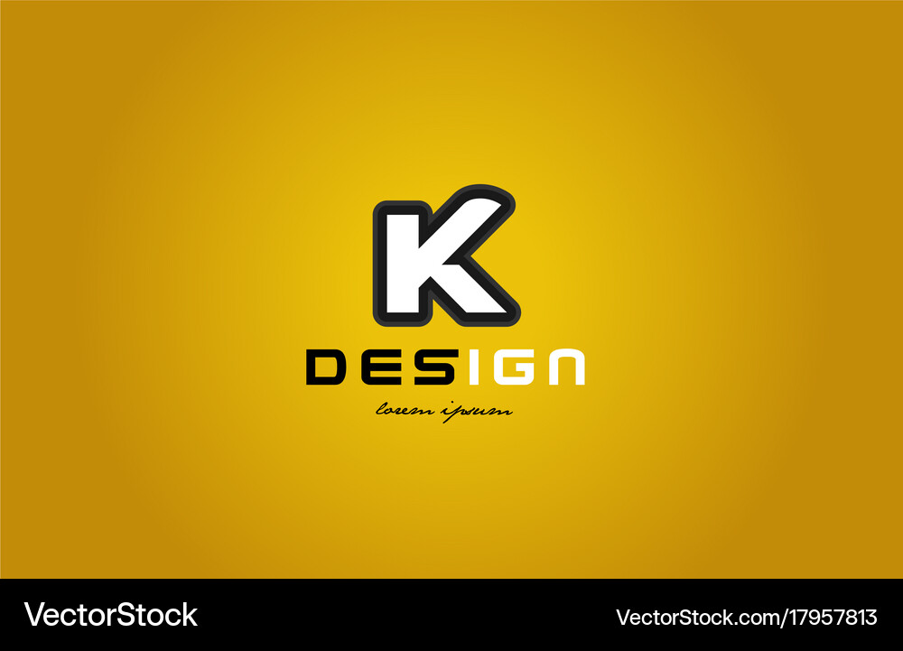 K alphabet letter white on yellow background Vector Image