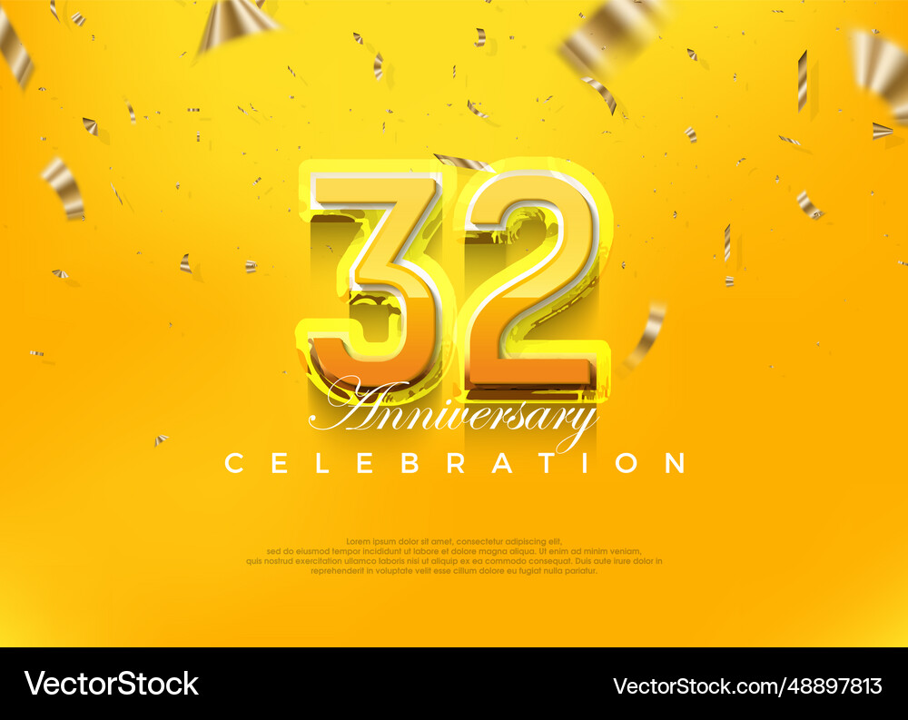 Premium 32nd anniversary celebration design with Vector Image