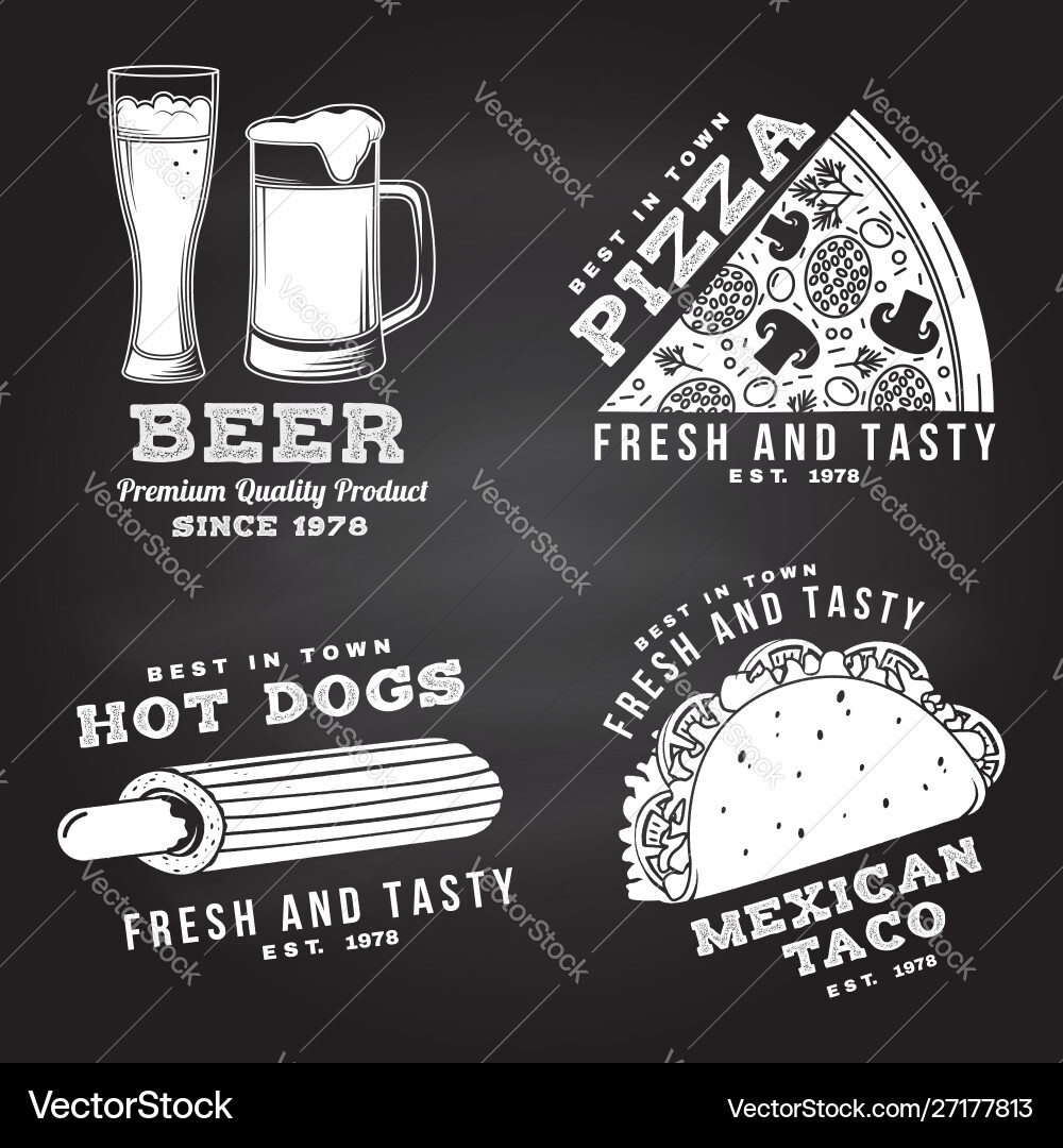 Set fast food retro badge design Royalty Free Vector Image
