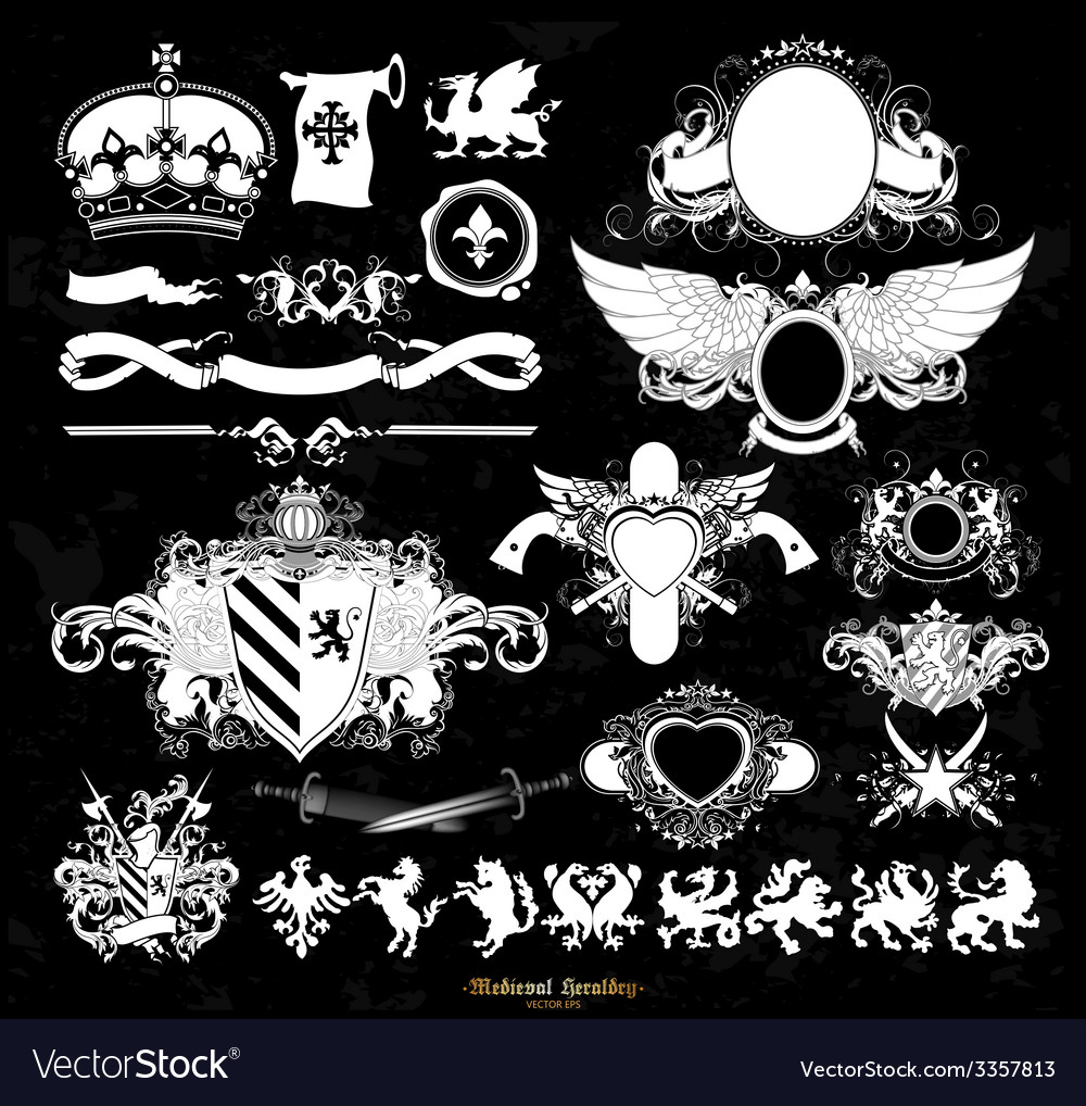 Set medieval heraldry Royalty Free Vector Image