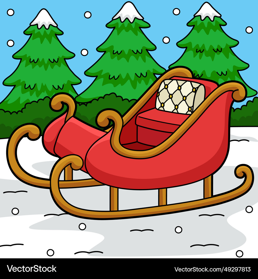 Sleigh vehicle colored cartoon Royalty Free Vector Image