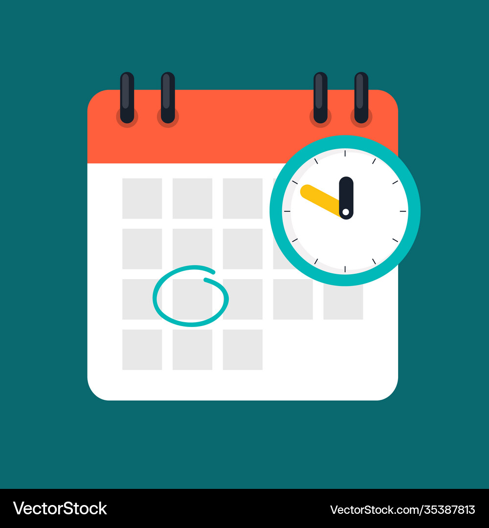Time management concept with calendar date and Vector Image