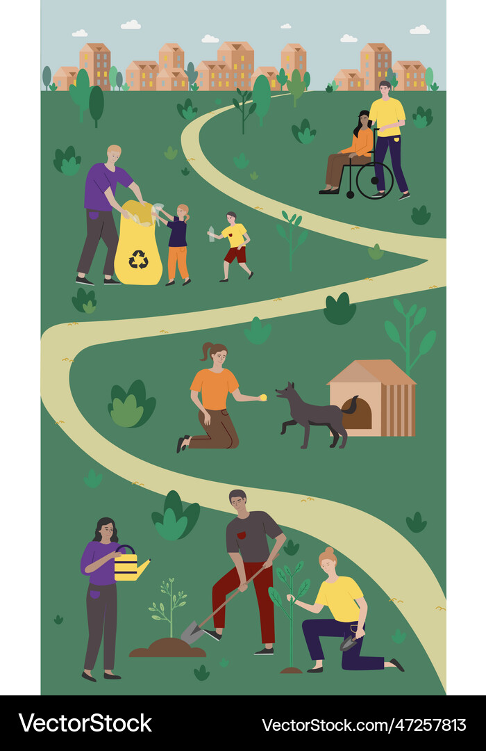 Vertical of saving environment people taking care Vector Image