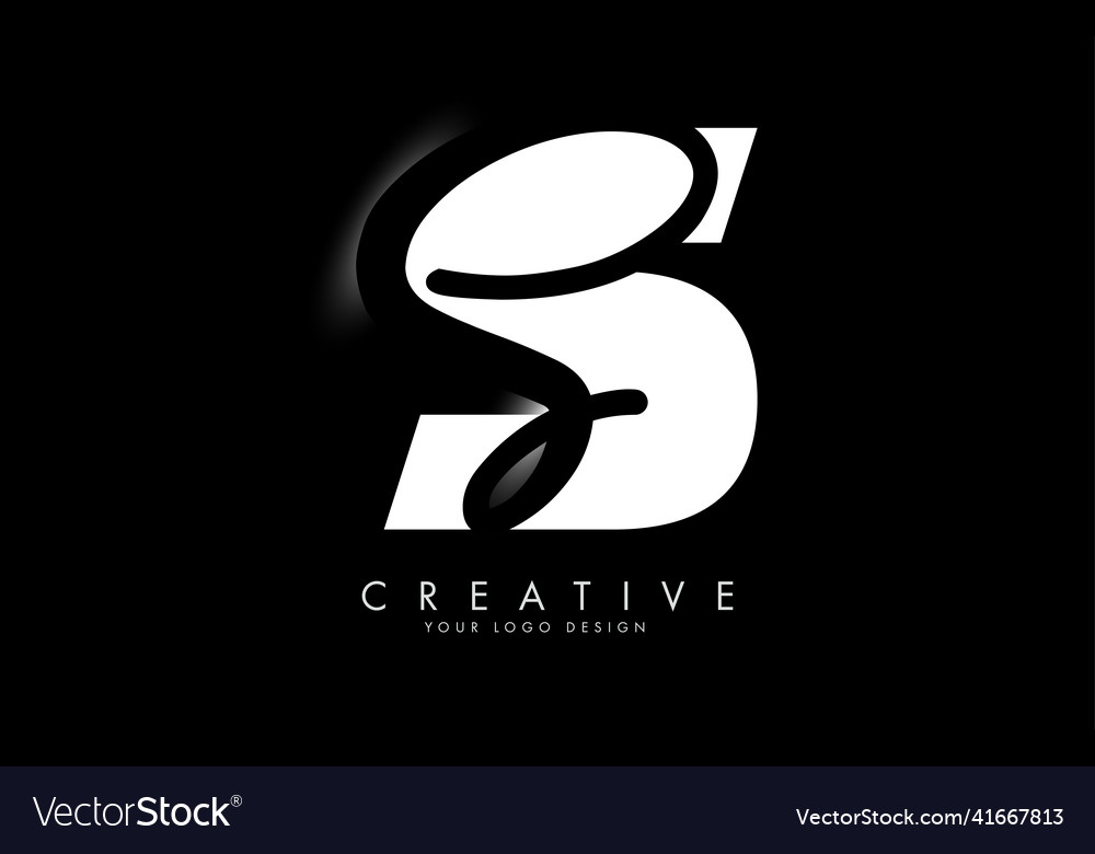 White and black letters s logo with a minimalist Vector Image