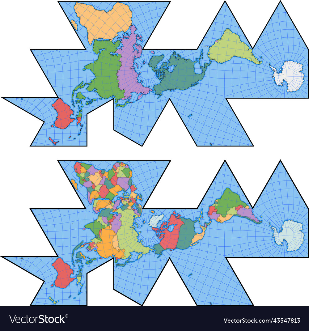 World map fuller projection Royalty Free Vector Image