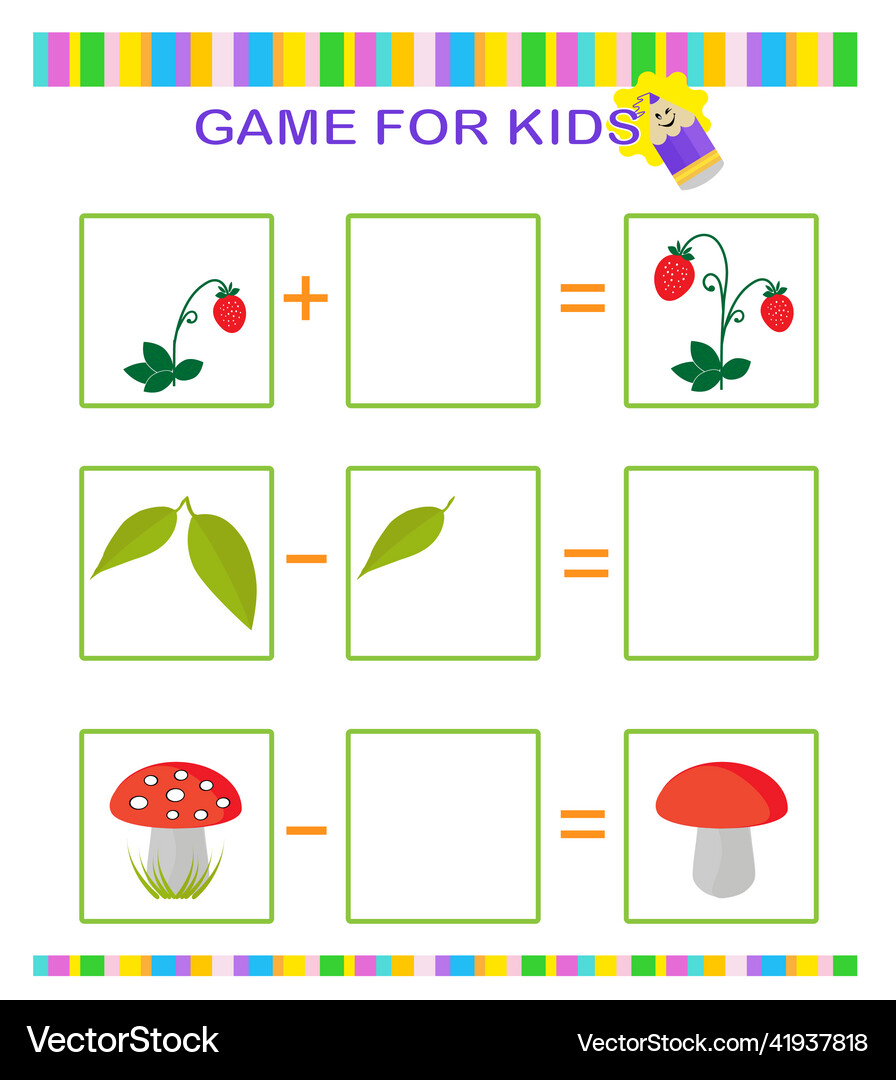 A game for children preschool worksheet activity Vector Image