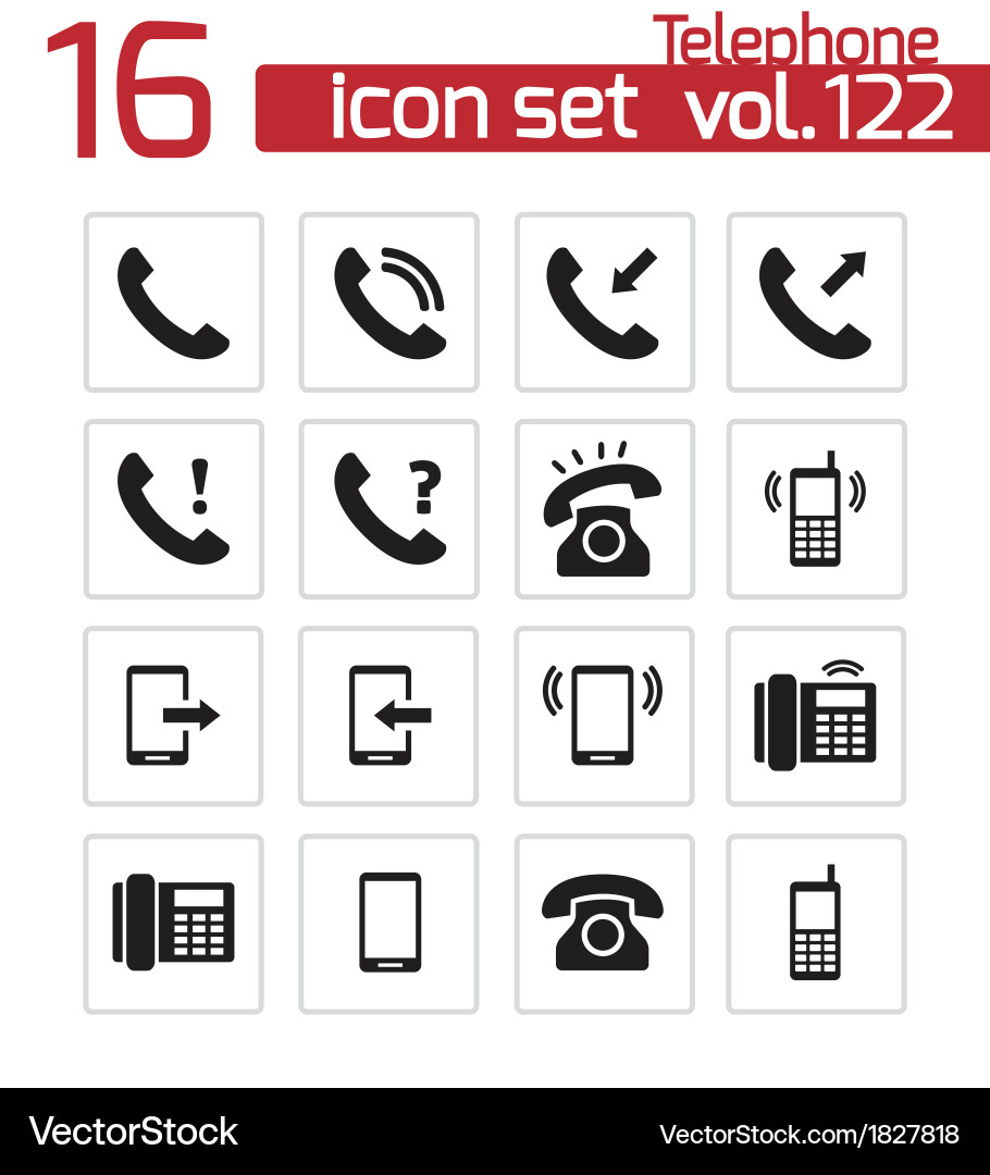 Black telephone icons set Royalty Free Vector Image